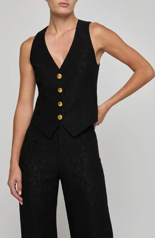 L'Agence Kino Bonded Lace Vest - Black