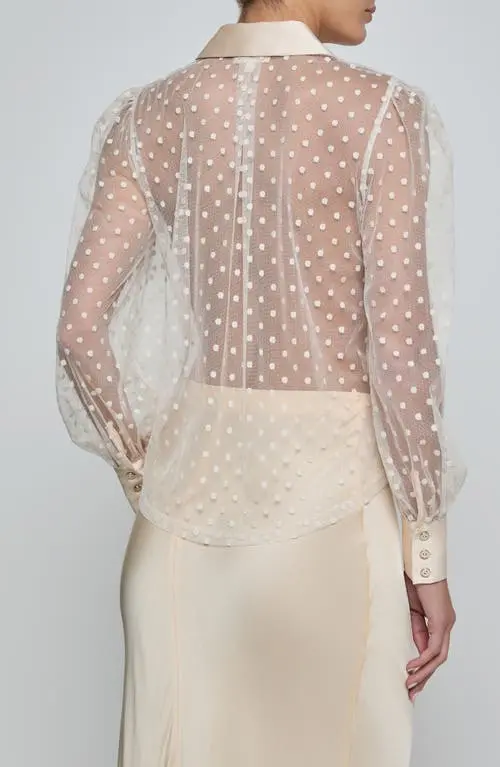 L'Agence Sophie Swiss Dot Button-up Shirt - Ecru
