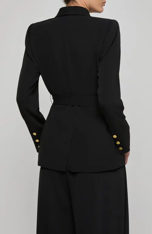 L'Agence Aven Wrap Tie Waist Double Breasted Blazer - Black