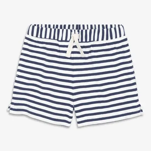 PRIMARY Baby Play Short In Stripe - Sunwashed Navy White Stripe