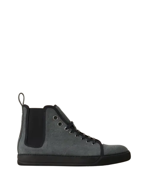LANVIN Dbb1 High Top Canvas Sneakers - Black/anthracite