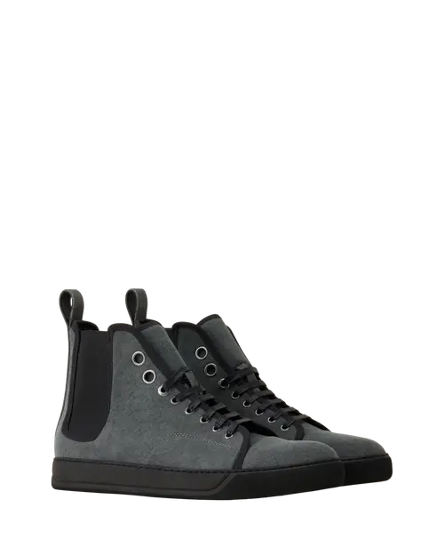 LANVIN Dbb1 High Top Canvas Sneakers - Black/anthracite
