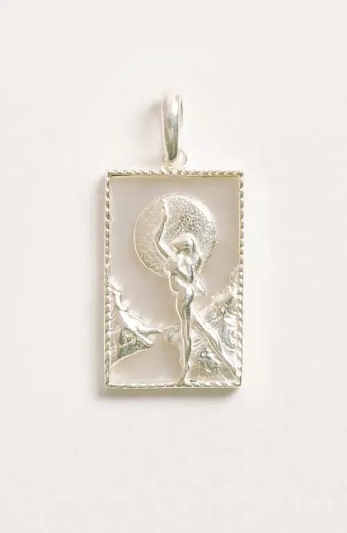FREYA ROSE Rectangle And Moon Pendant - Silver