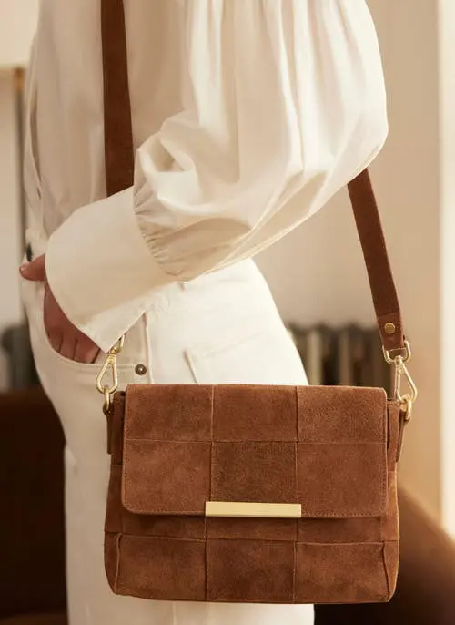 Mint Velvet Lara Suede Woven Crossbody Bag