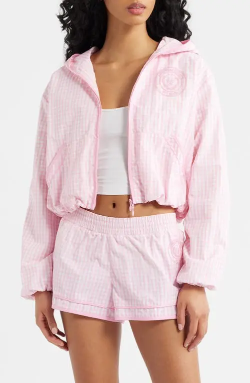 LoveShackFancy Kariana Front Zip Hooded Jacket - Tickled Pink