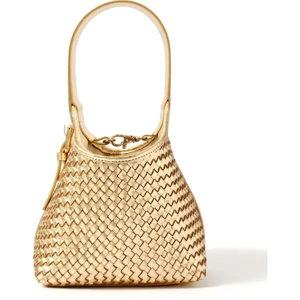 Mint Velvet Lola Leather Woven Bucket Bag - Gold