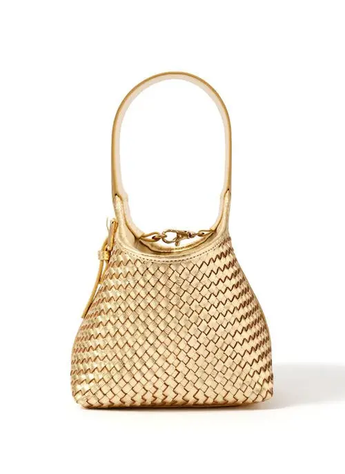 Mint Velvet Leather Woven Bucket Bag