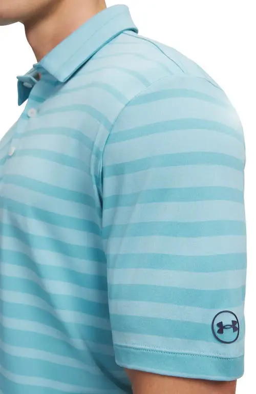 Under Armour Ua Armourdry Stripe Performance Golf Polo - Blue Haze