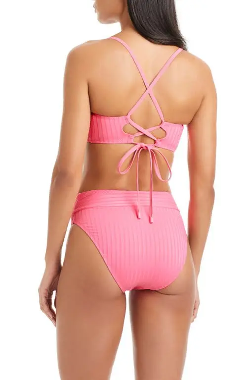 Sanctuary Textured Stripe U-bar Bikini Top - Bloom Pink