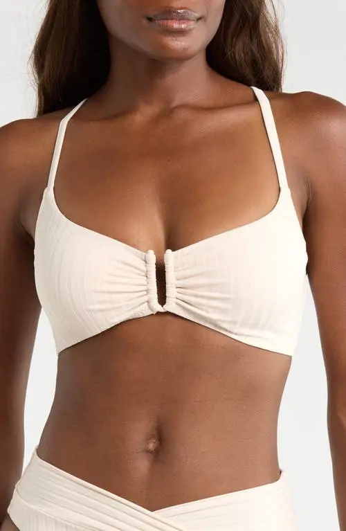 Sanctuary Textured Stripe U-bar Bikini Top - White Sand