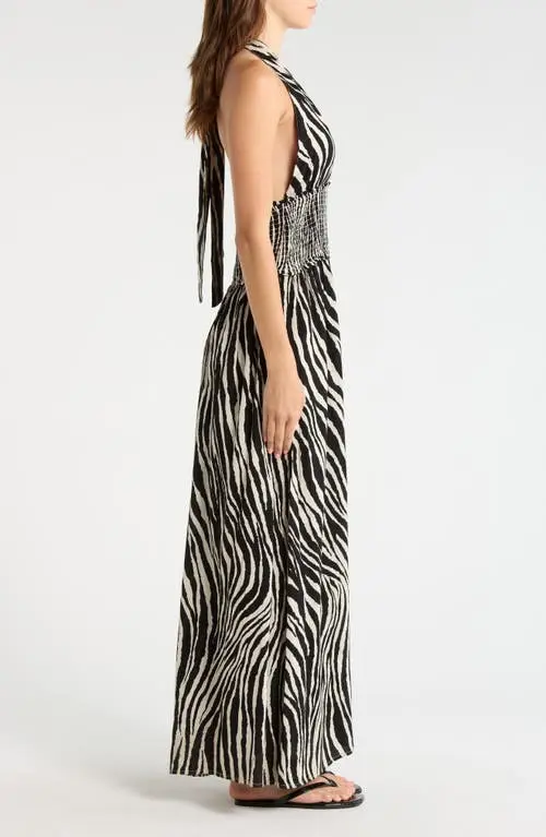Elan Halter Smocked Waist Maxi Cover-up Dress