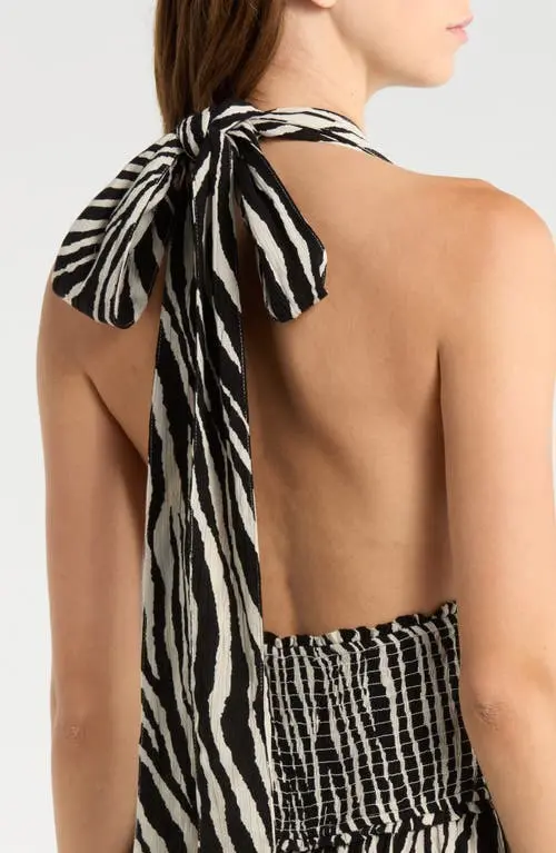 Elan Halter Smocked Waist Maxi Cover-up Dress