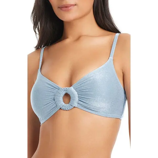 Sanctuary Metallic Cut Out Swim Top - Yachty Blue