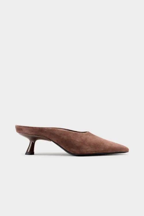 SIMONMILLER Suede Pointed Gala Mule - Chocolate