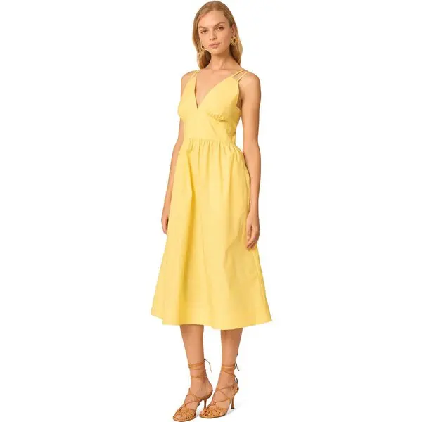 GILNER FARRAR Gf285 Floria Halter Midi Dress - Lemon