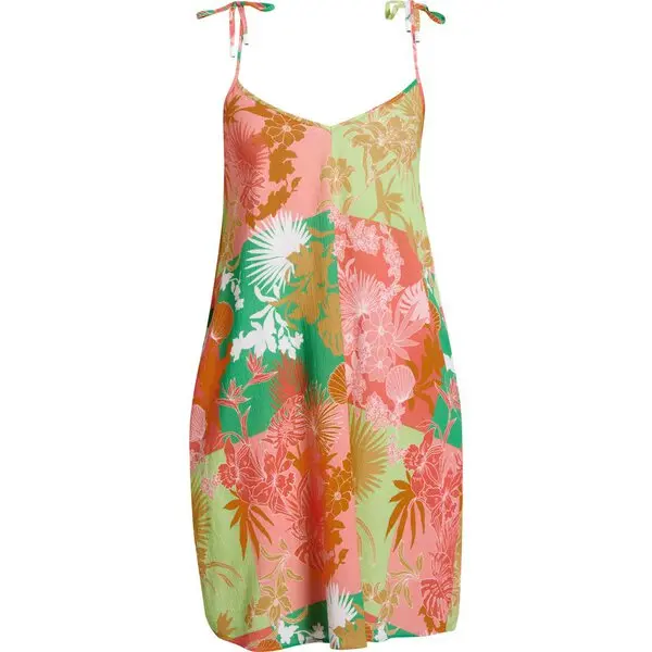 Sanctuary Floral Print Cover-up Dress - Green/pink Multi