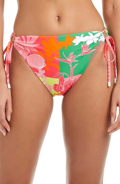 Sanctuary Adjustable Loop Bikini Bottoms - Green/pink Multi