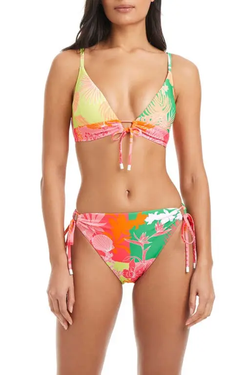 Sanctuary Adjustable Loop Bikini Bottoms - Green/pink Multi