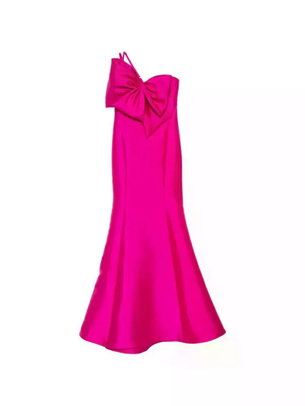Amsale One-shoulder Bow Maxi Dress - Pink