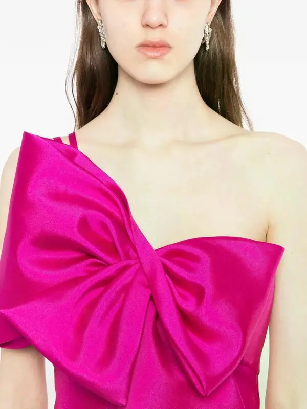 Amsale One-shoulder Bow Maxi Dress - Pink