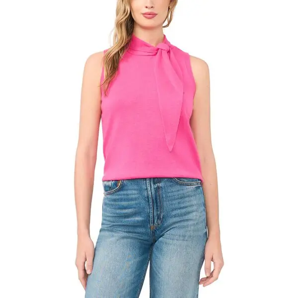 CECE DUPRAZ Tie Neck Sleeveless Sweater - Petunia Punch