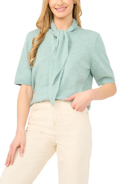 CECE DUPRAZ Tie Neck Short Sleeve Cardigan - Mint Hint