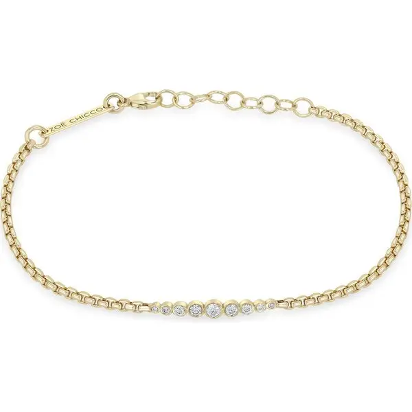 Zoe Chicco 14k Gold Graduated Bezel Diamond Bracelet - 14k Yellow Gold
