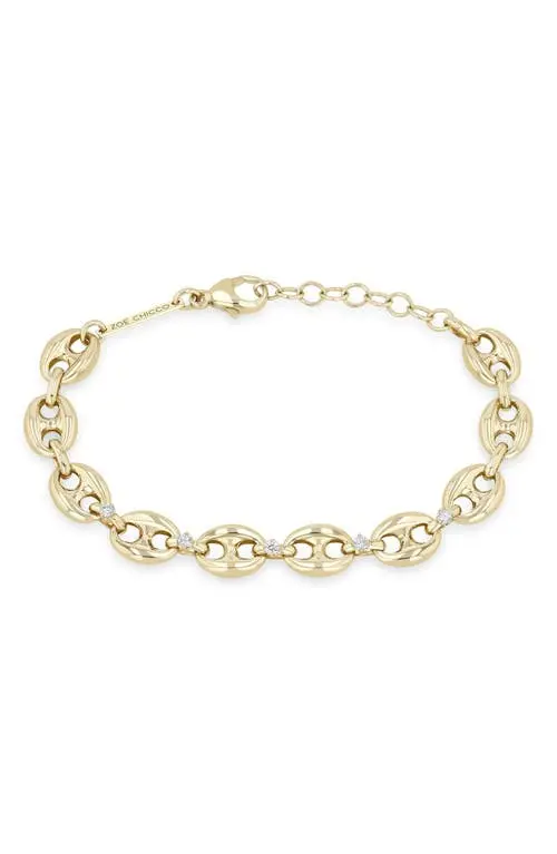 Zoe Chicco 14k Gold Diamond Mariner Link Bracelet - 14k Yellow Gold