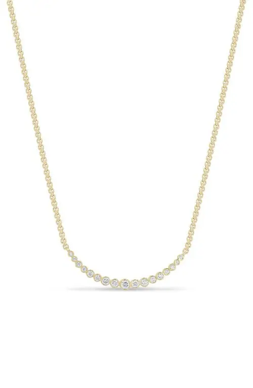 Zoe Chicco 14k Gold Graduated Bezel Diamond Necklace - 14k Yellow Gold