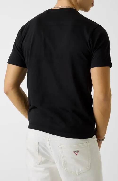 Guess Jacquard Stripe Logo Graphic T-shirt - Black