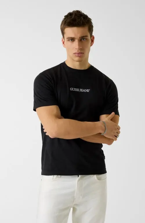 Guess Jacquard Stripe Logo Graphic T-shirt - Black