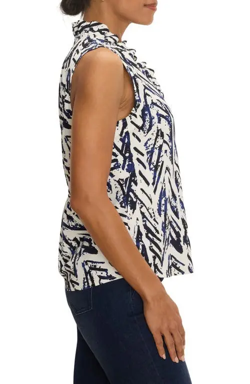 NIC+ZOE Crosshatch Ruffle Trim Sleeveless Top