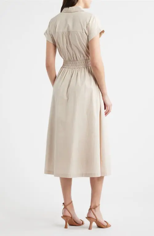ZOE AND CLAIRE Tie Waist Midi Shirt Dress