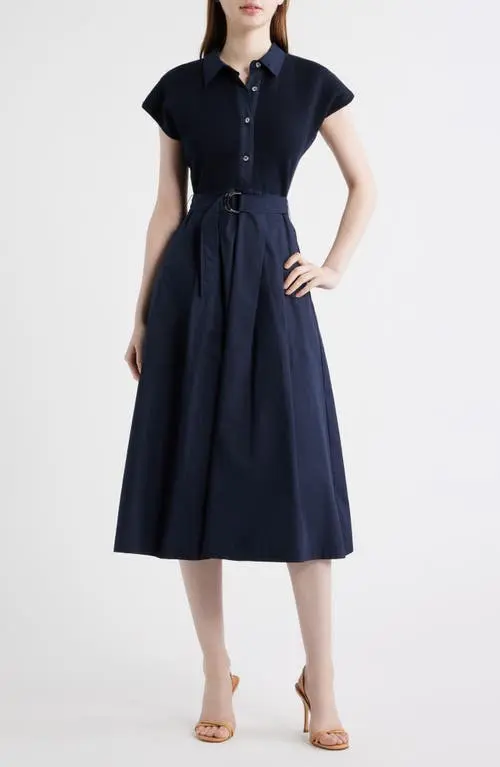 ZOE AND CLAIRE Mixed Media Shirtdress