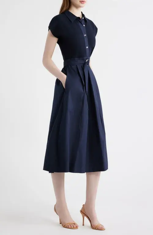 ZOE AND CLAIRE Mixed Media Shirtdress