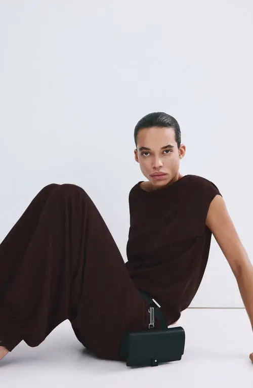 Mango Knit Balloon Leg Trousers - Wine