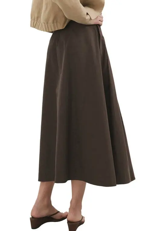 Mango Pleated Cotton-blend Midi Skirt - Chocolate