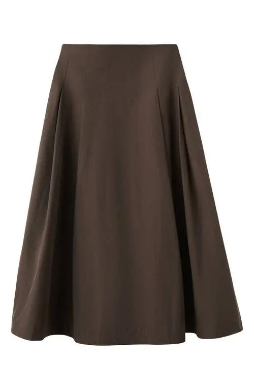 Mango Pleated Cotton-blend Midi Skirt - Chocolate