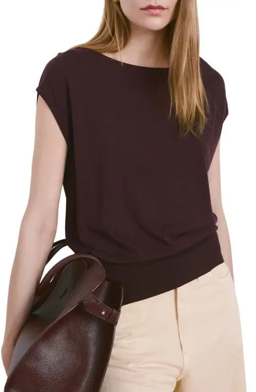 Mango Boat Neck Cap Sleeve Sweater