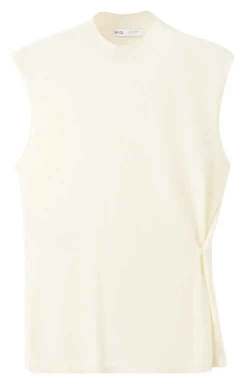 Mango Side Gather Mock Neck Sweater Vest - Ecru