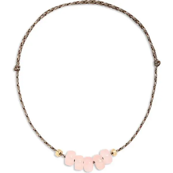 Zoe Chicco Quartz Paracord Slider Necklace - 14k Yellow Gold/rose Quartz