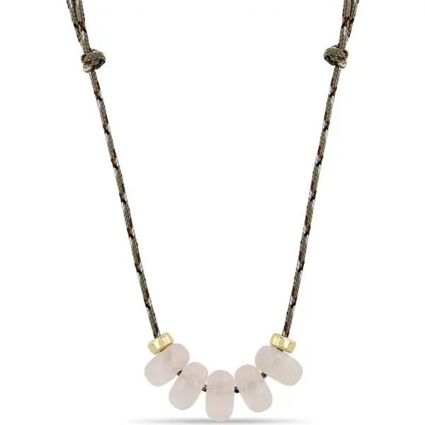Zoe Chicco Quartz Paracord Slider Necklace - 14k Yellow Gold/rose Quartz