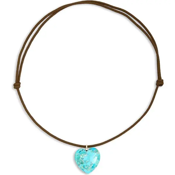 Zoe Chicco Turquoise Heart Paracord Necklace - 14k Yellow Gold/turquoise