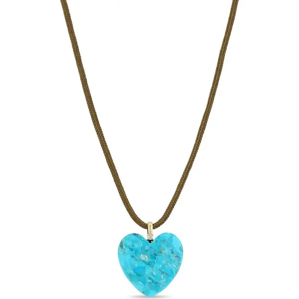 Zoe Chicco Turquoise Heart Paracord Necklace - 14k Yellow Gold/turquoise