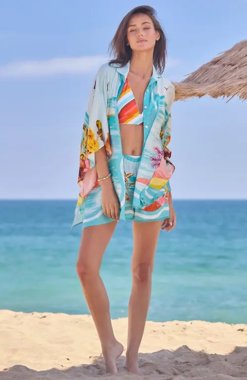 Trina Turk Cyclades Print Cover-up Shorts