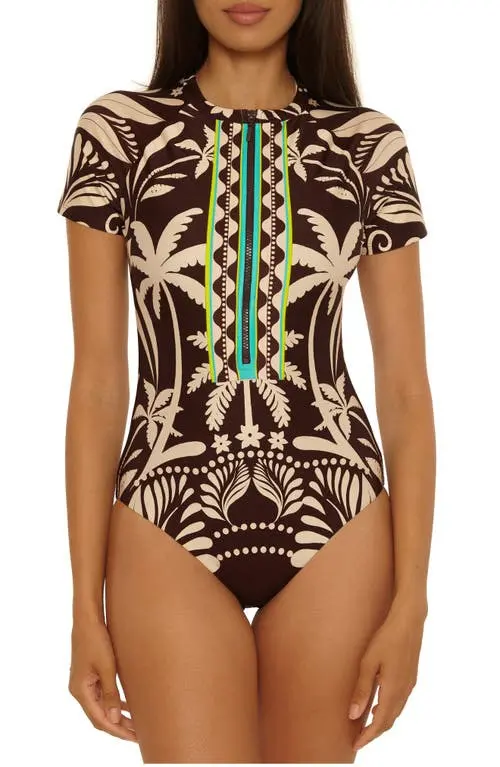 Trina Turk Syros Front Zip One-piece Swimsuit - Multi