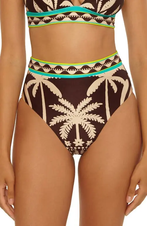 Trina Turk Syros Banded High Waist Bikini Bottoms - Multi