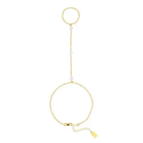 SET & STONES Bobbi Pearl Hand Chain - Gold