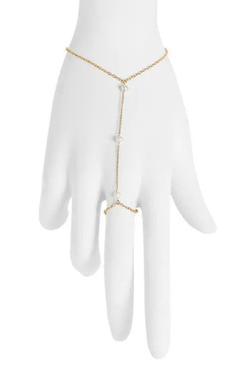 SET & STONES Bobbi Hand Chain With Freshwater Pearls - Gold