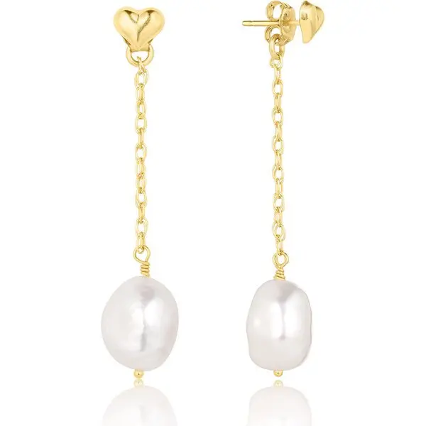 SET & STONES Eloise Heart And Pearl Earrings - Gold
